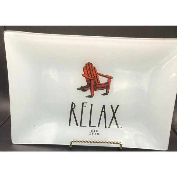 Rae Dunn | Dining | Rae Dunn Relax Frosted Glass Vanityserving Tray Red ...